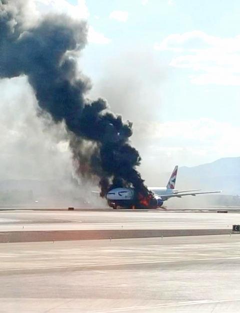 Engine fire halts British Airways flight in Nevada - Taipei Times