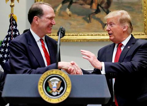 Trump taps fierce World Bank critic to take charge - Taipei Times