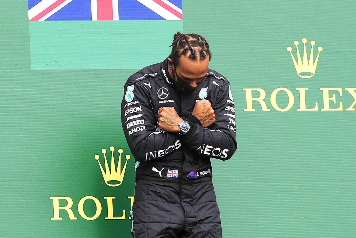 Victorious Hamilton pleads for end to ‘really boring’ races - Taipei Times