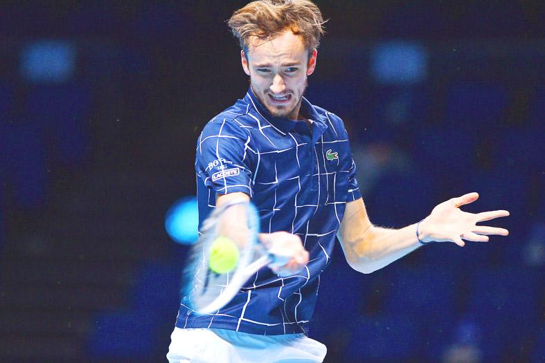 Medvedev wins with underarm serve at ATP Finals - Taipei Times