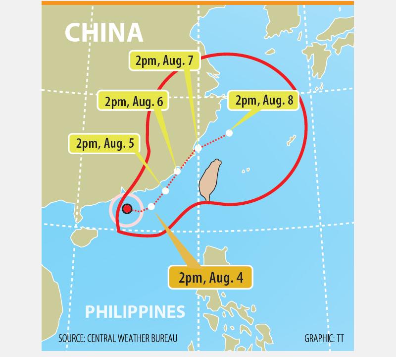 Tropical storm set to affect outlying islands tomorrow - Taipei Times