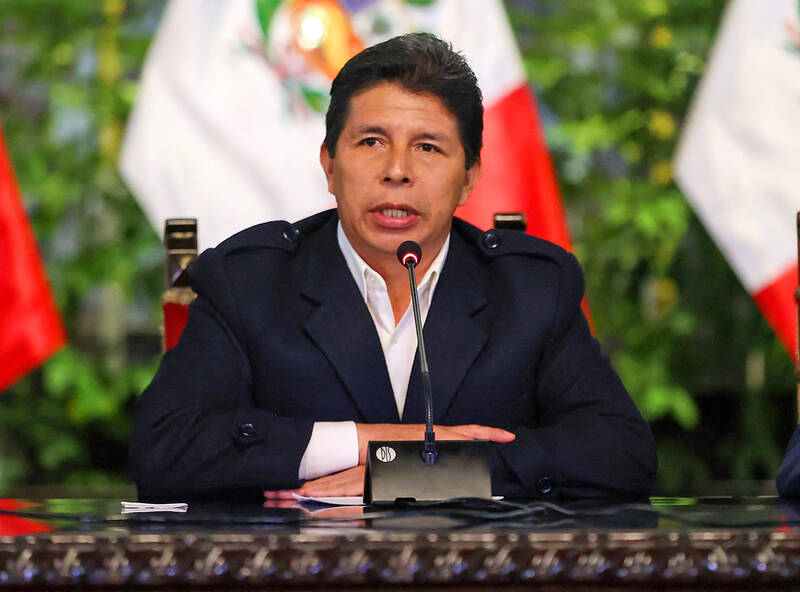 Peru official files complaint against President Castillo - Taipei Times