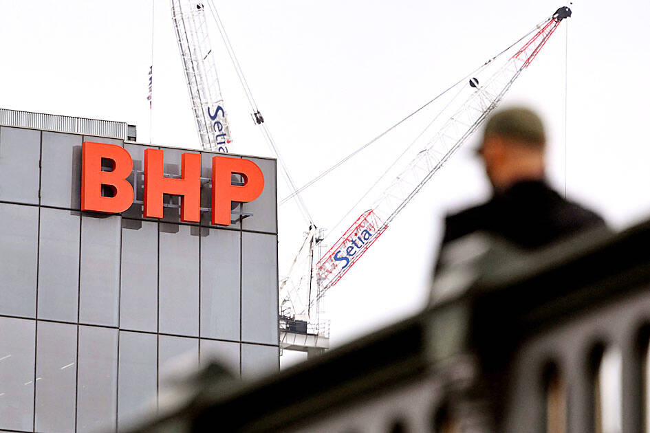 Miner BHP expects China, India to boost demand - Taipei Times