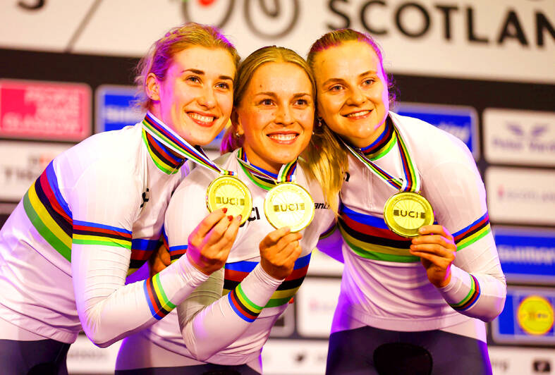 Germany claim women’s team sprint gold - Taipei Times